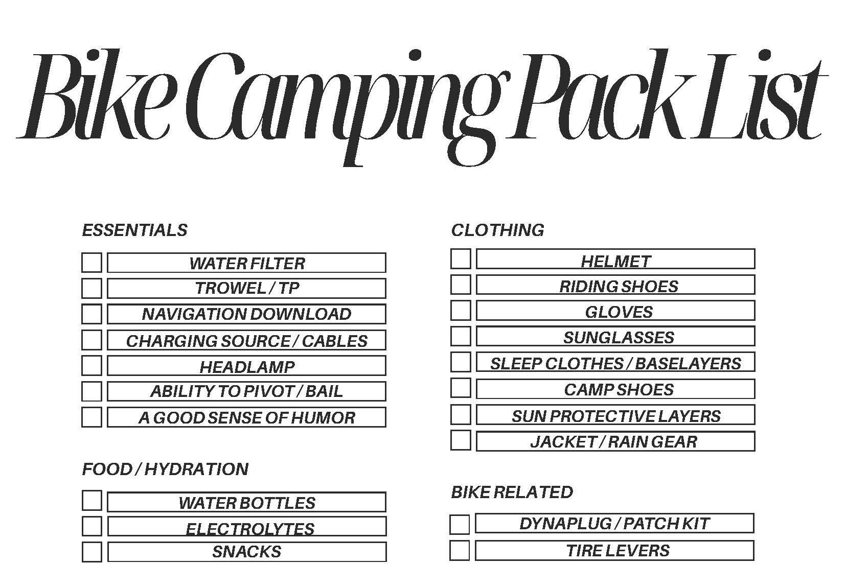 Paul Component Engineering’s Bike Camping Pack List | The Radavist | A ...